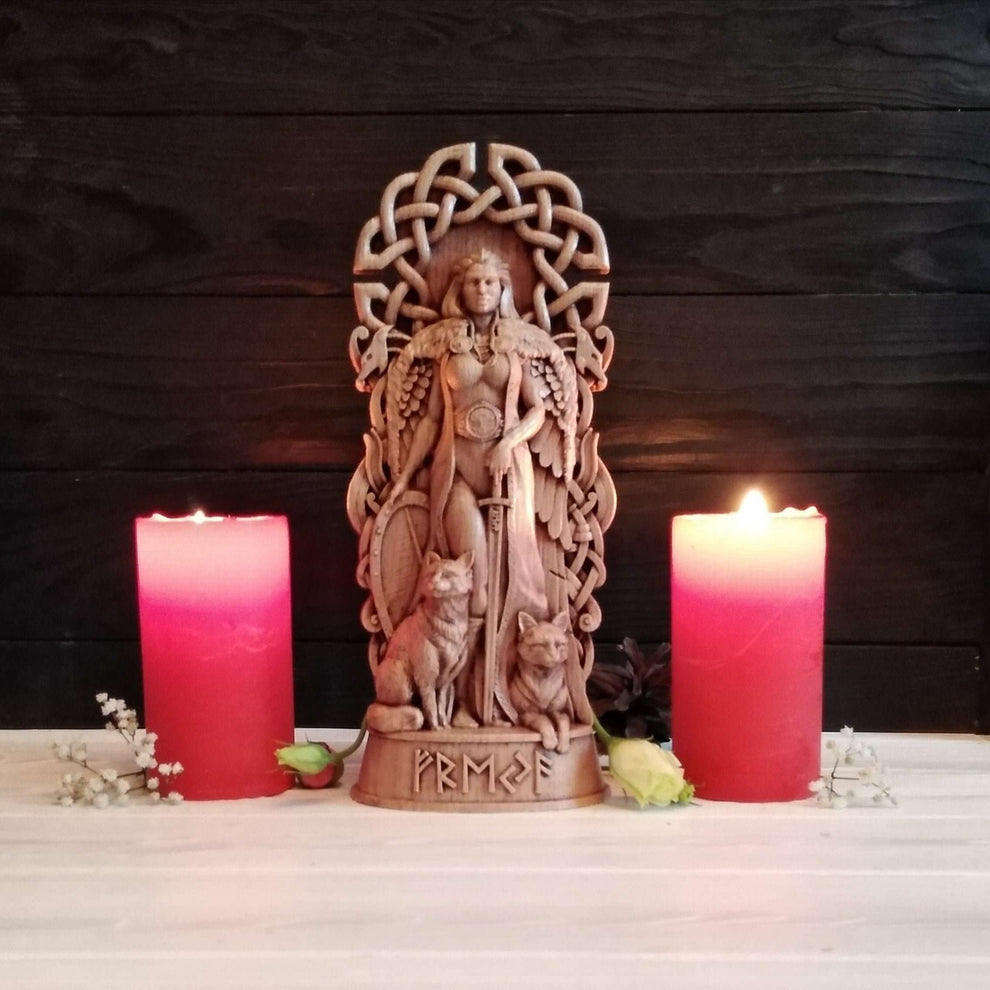 Freya, Freyja Statue, Norse Goddess Wooden Carving Sculpture – Vikings ...
