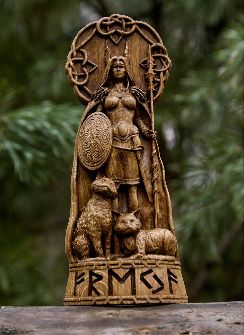 FREYJA NORDIC GODDESS HANDCARVED WOODEN STATUE – Vikings and Valhalla